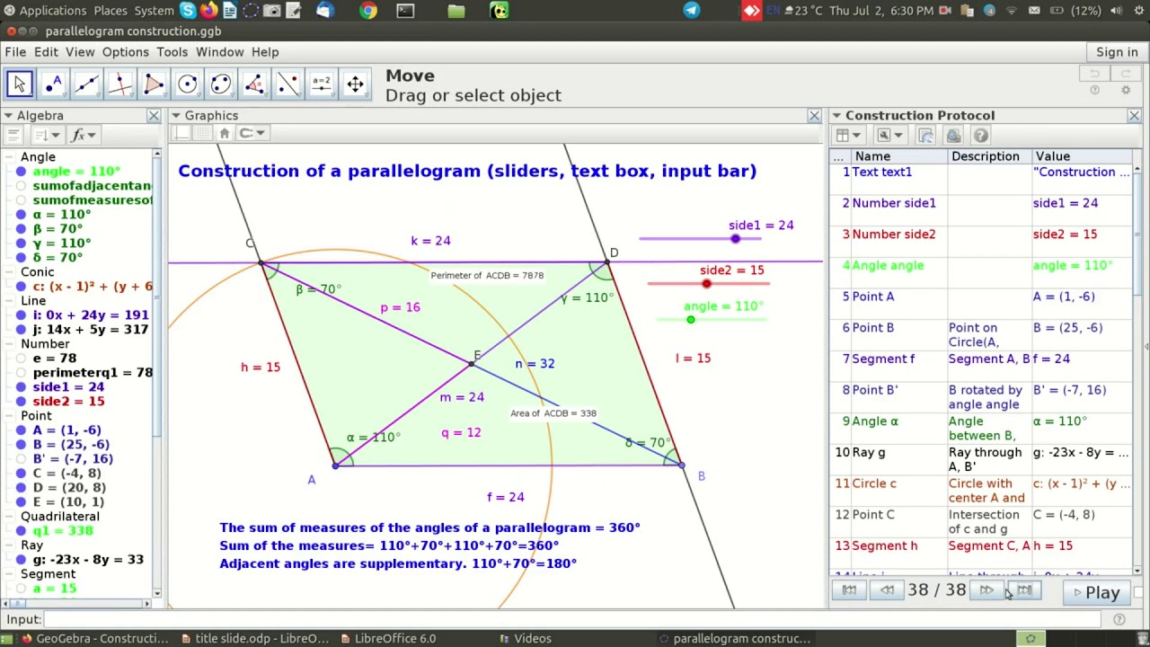 Geogebra tutorial 6 - Construction protocol