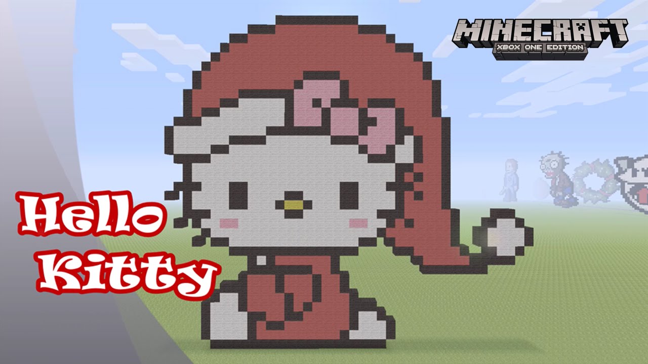 Minecraft: Pixel Art Tutorial and Showcase: Christmas Hello Kitty