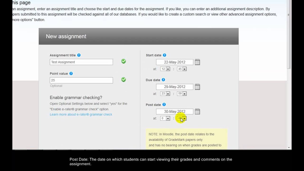 Turnitin Assignment Creation