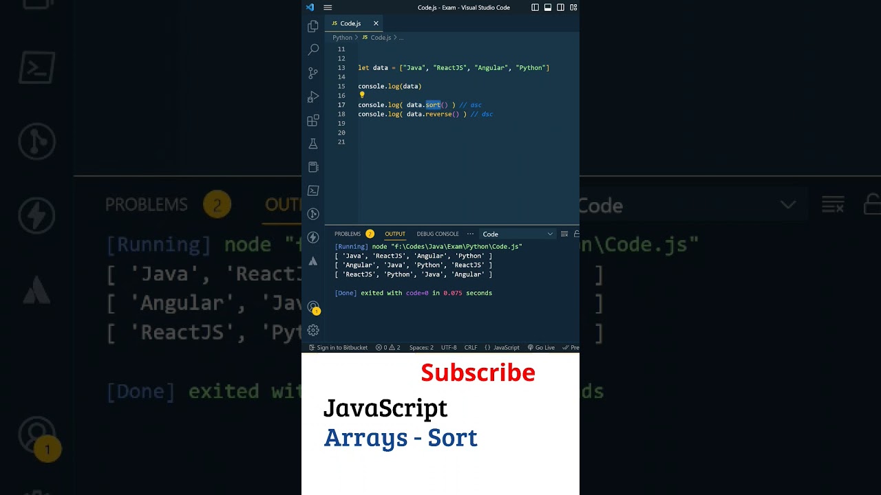 JavaScript in Telugu: JavaScript Arrays (Sort, Reverse), Javascript Tutorial For Beginners, JS