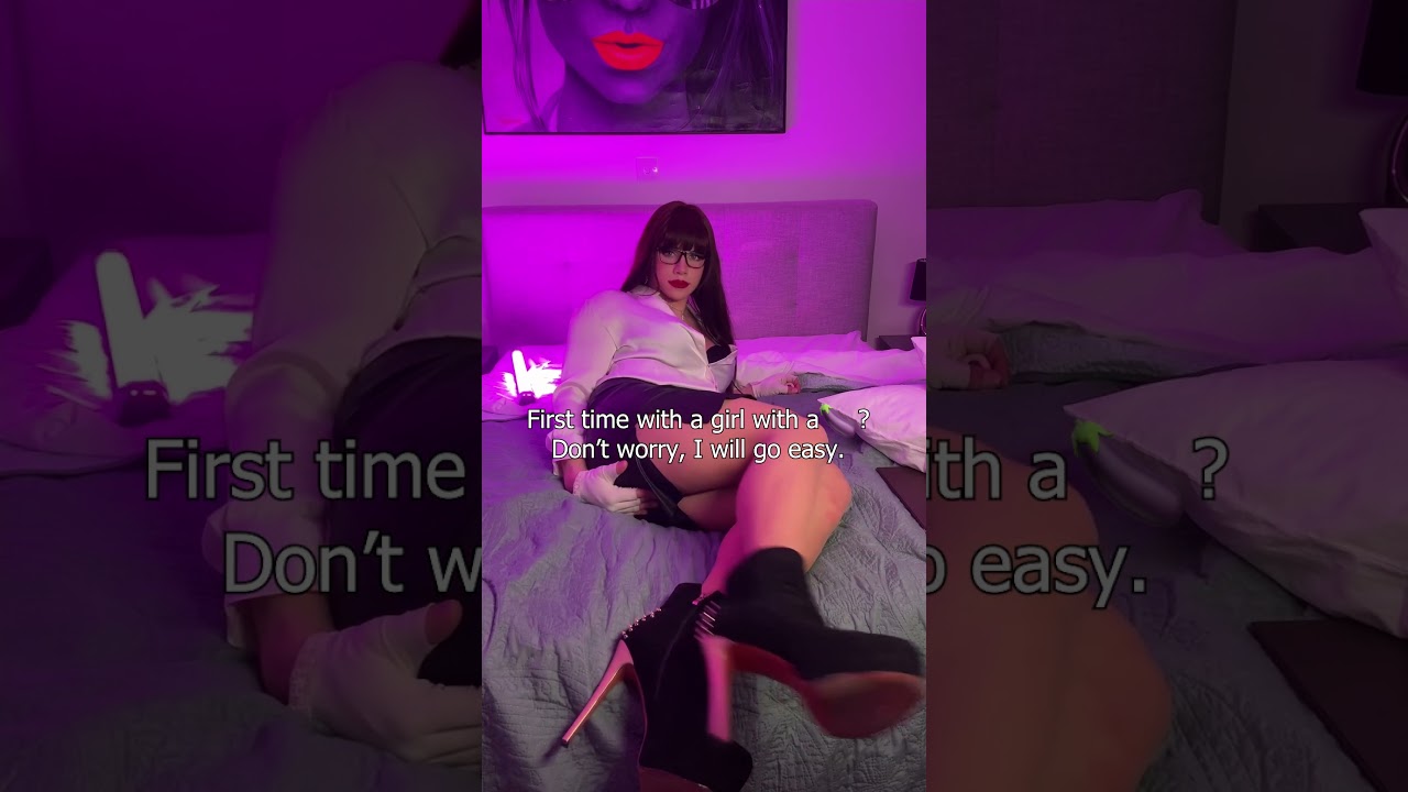 Crossdresser in secretary clothes in hotel