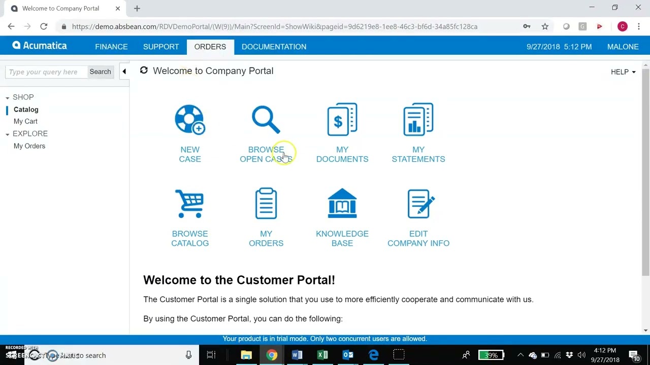 Acumatica Tutorial Customer Portal