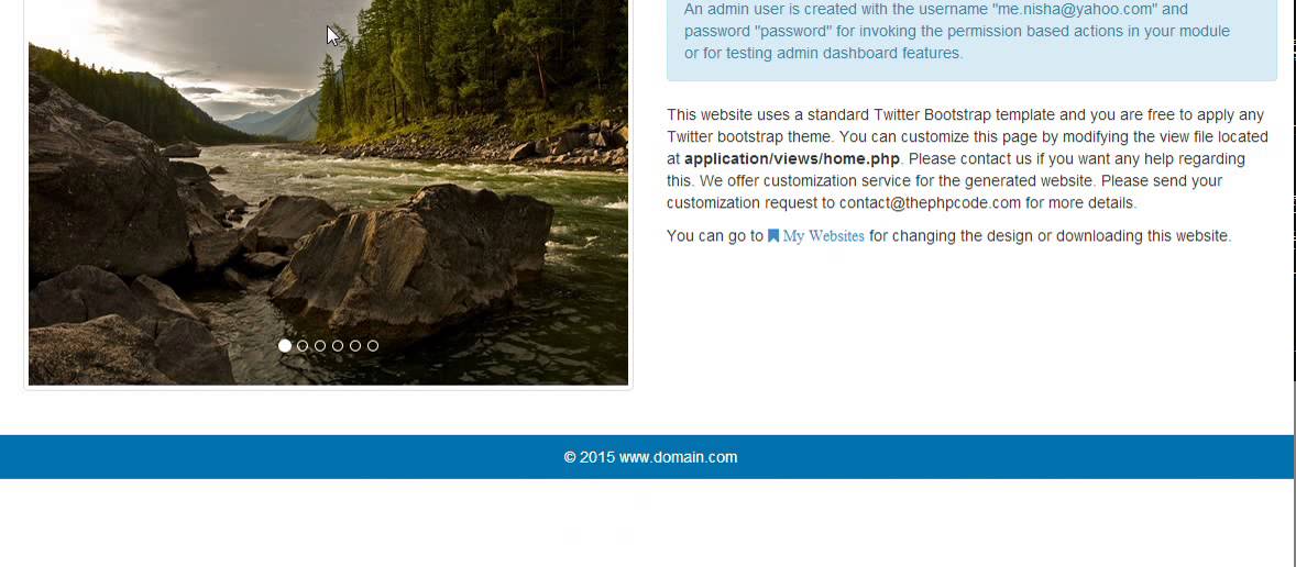 Generating CodeIgniter data grid using PCG
