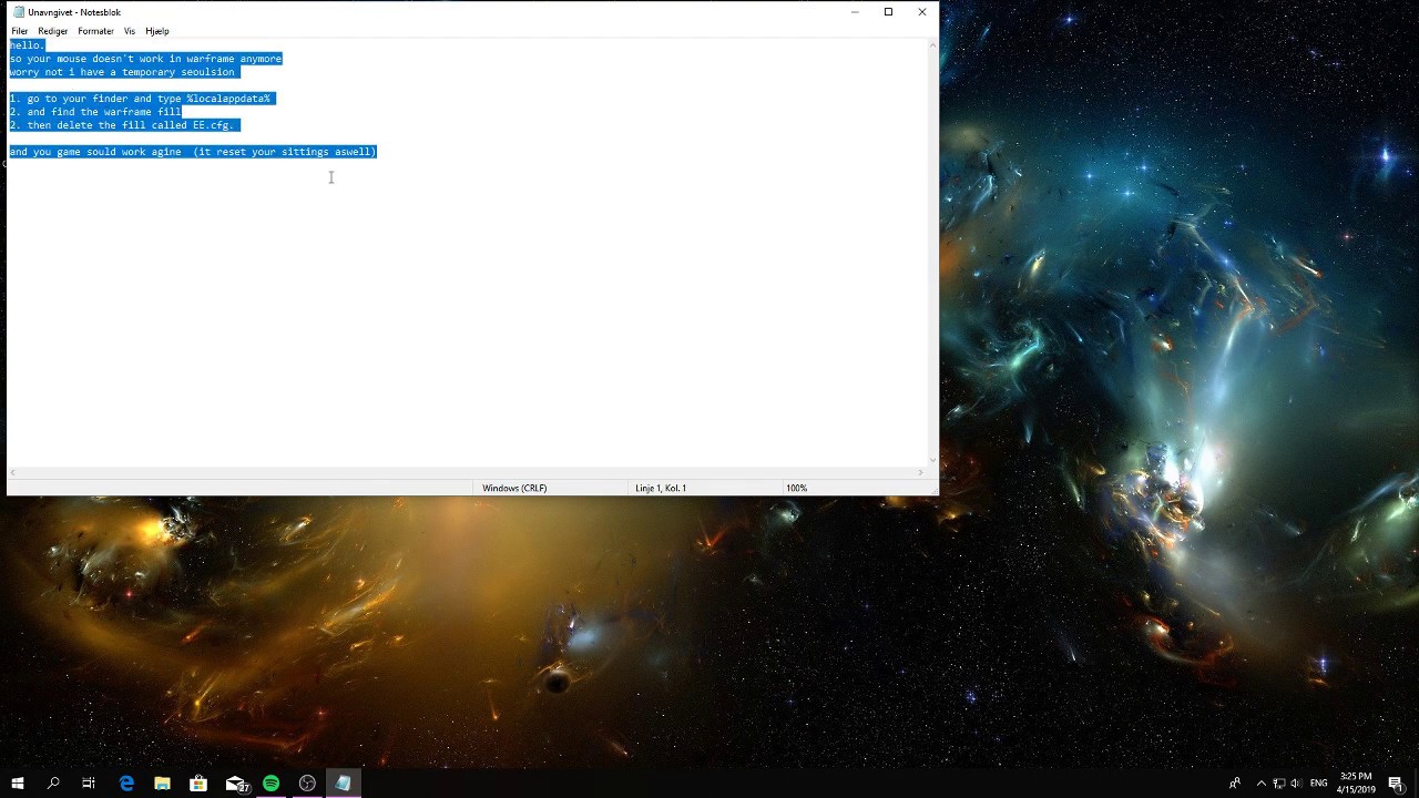 mouse bug in warframe