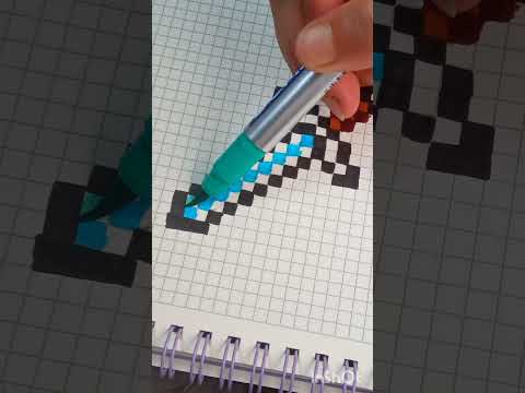 Pixel art ideas. Diamond sword ⚔️. #art #painting #pixel #pixelart #minecraft #sword