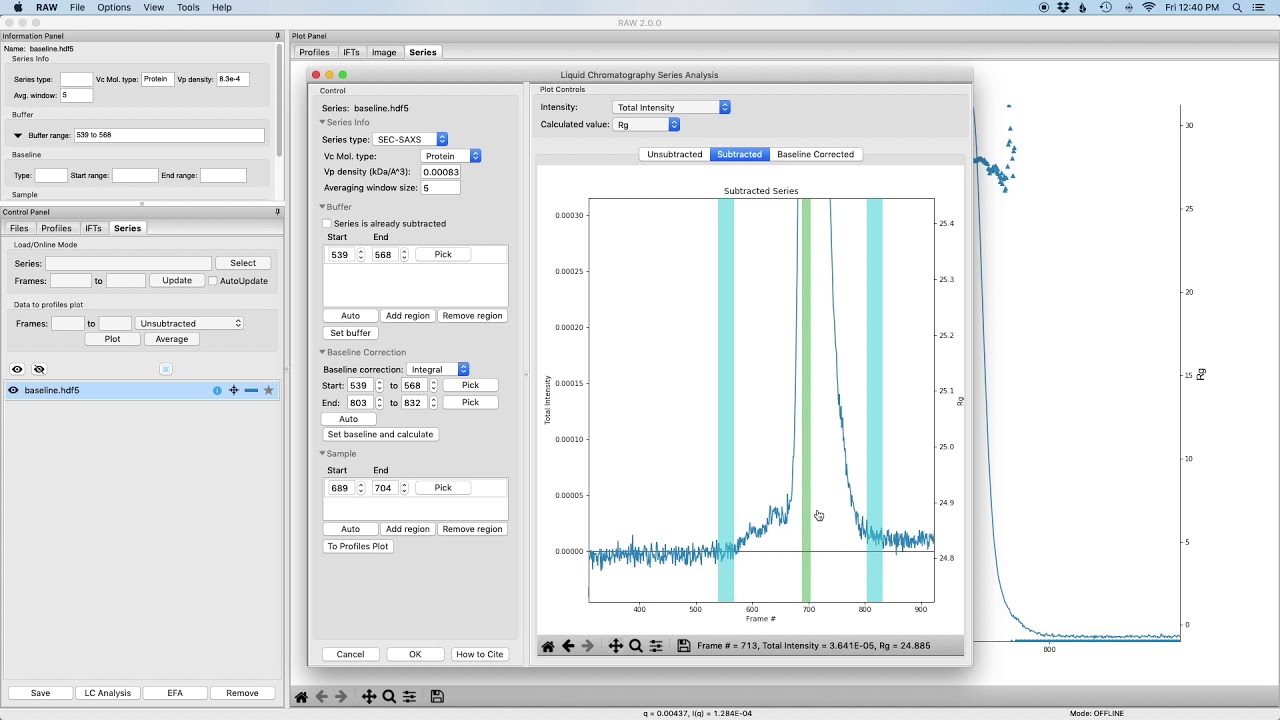 BioXTAS RAW - Baseline correction for SEC-SAXS data