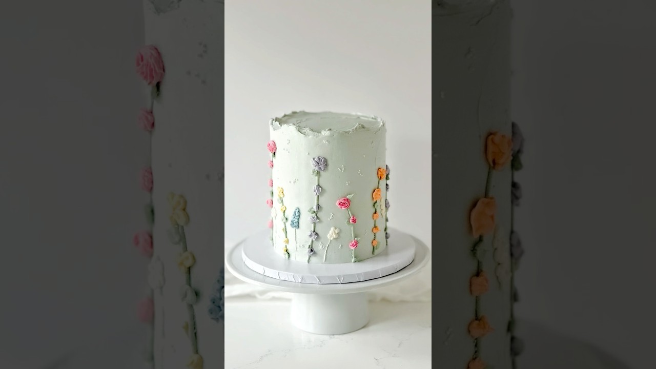 🌸🪻🌼Wildflower cake! #cake #cakedecorating #cakedesign #cakes #buttercream #flowercake
