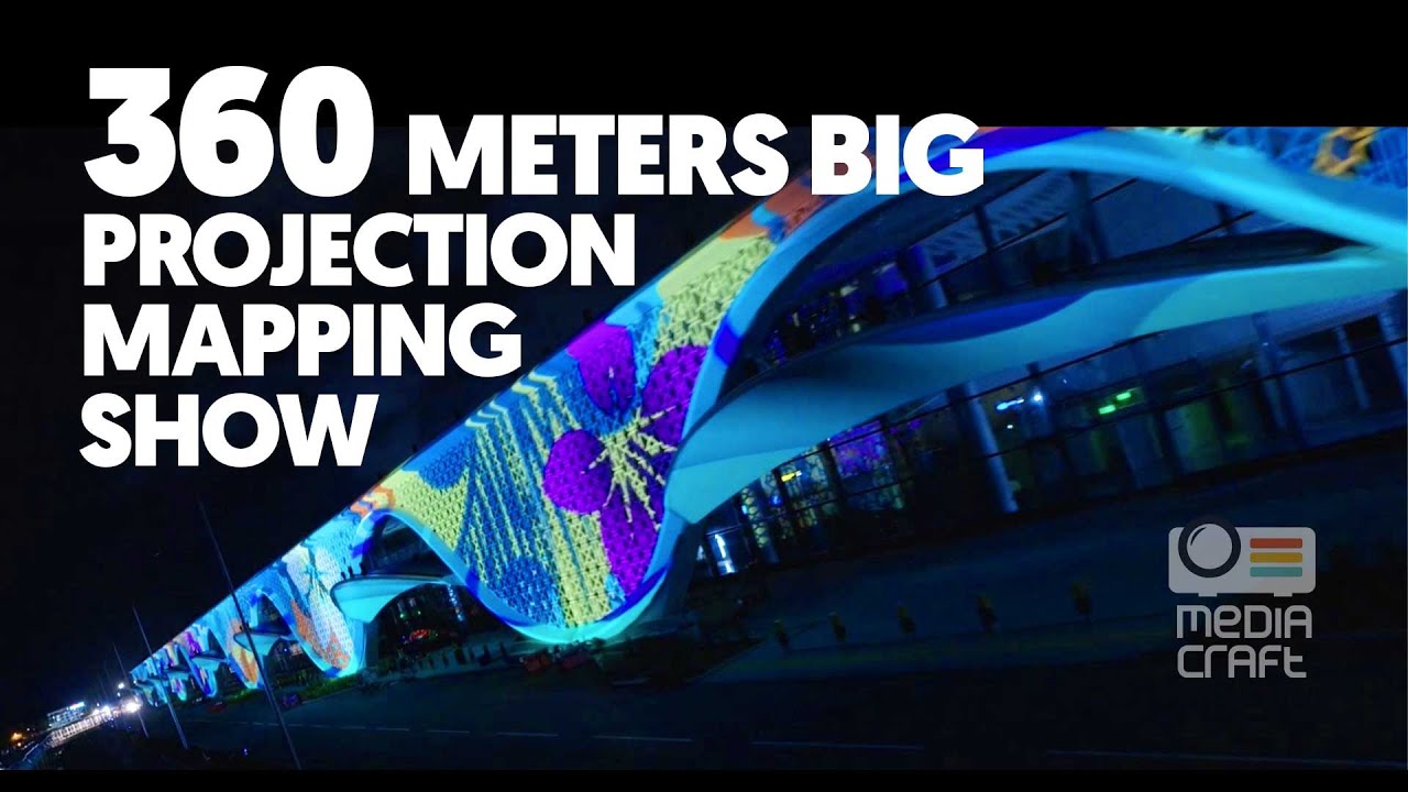 360 meters wide 3D projection mapping by MediaCraft.pl (1181 ft wide)