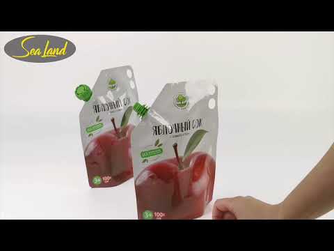 1L recyclable aluminum foil juice upright bag, liquid doypack with nozzle