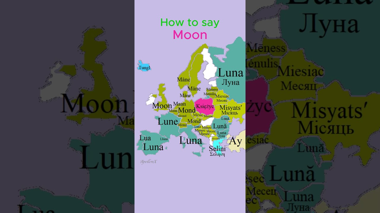 How to say Moon | Universe | European Languages Comparison #shorts #comparison #language #map