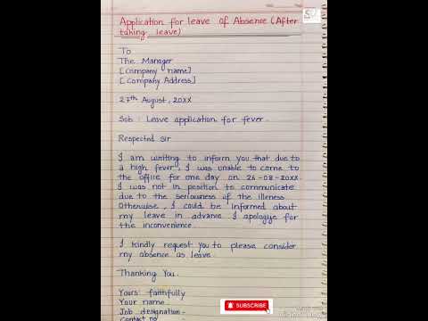 Application for leave of absence after taking leave l letter writing format l leave letter