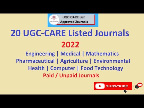 20 UGC Care 2022 Listed Science Domain Journals| Engineering, Medical, MATHEMATICS, Pharmaceutical