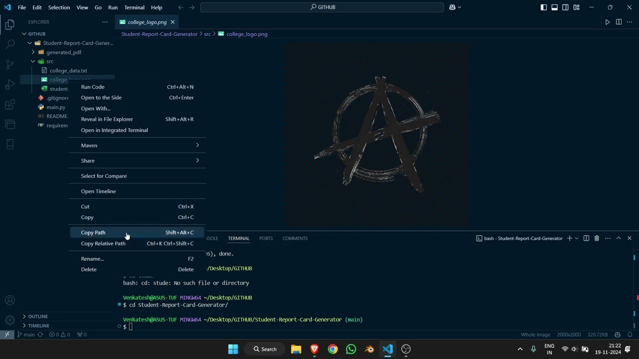 Student Report Card Generator Using Python