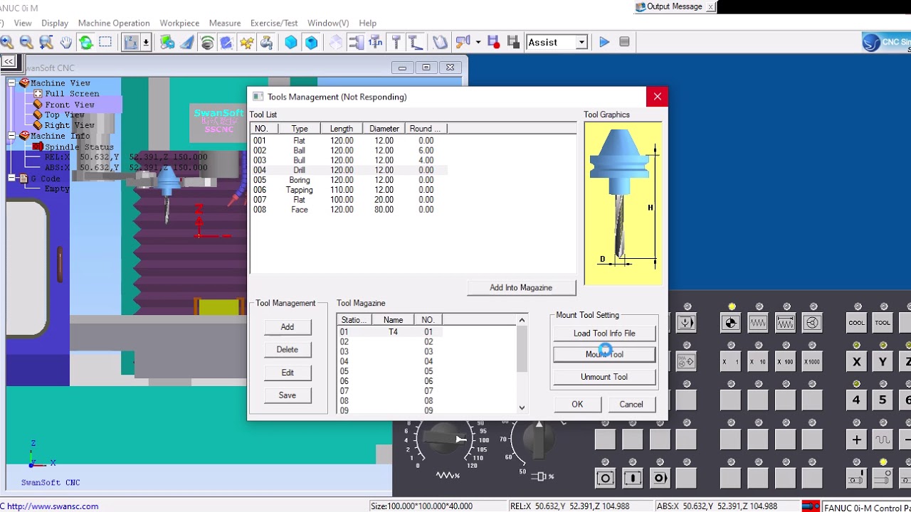 Introduction to the FANUC0iM simulator with a simpler drilling operation