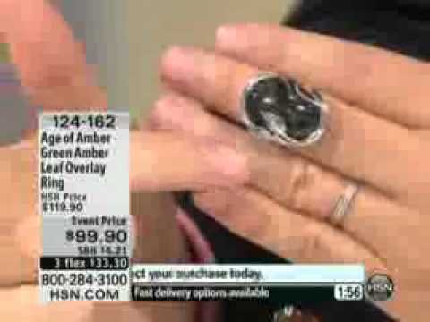 Age of Amber Green Amber Leaf Overlay Sterling Silver Ring Age of Amber