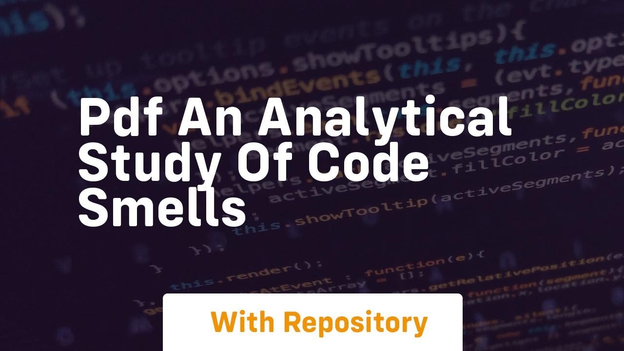 pdf an analytical study of code smells