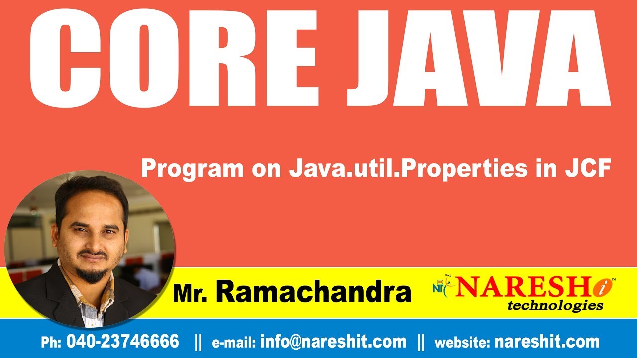 Core Java Tutorials | Program on Java.util.Properties in JCF | by Mr.Ramachandra