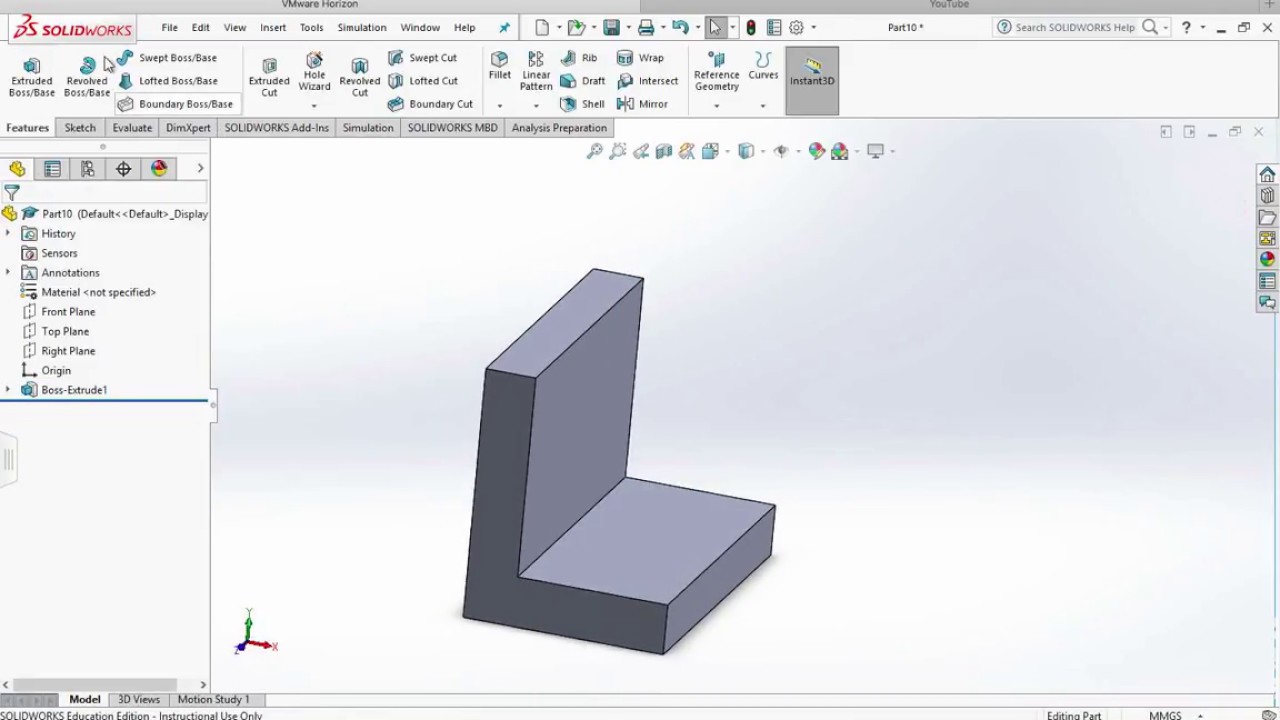 Solidworks- tutorial - Sketch & Extrude - Exercise 2