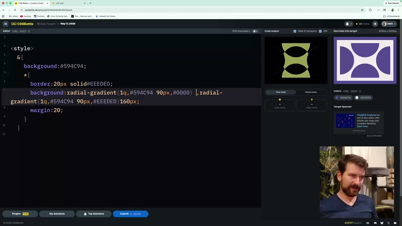 CSS Battle Daily Target - Half Circles