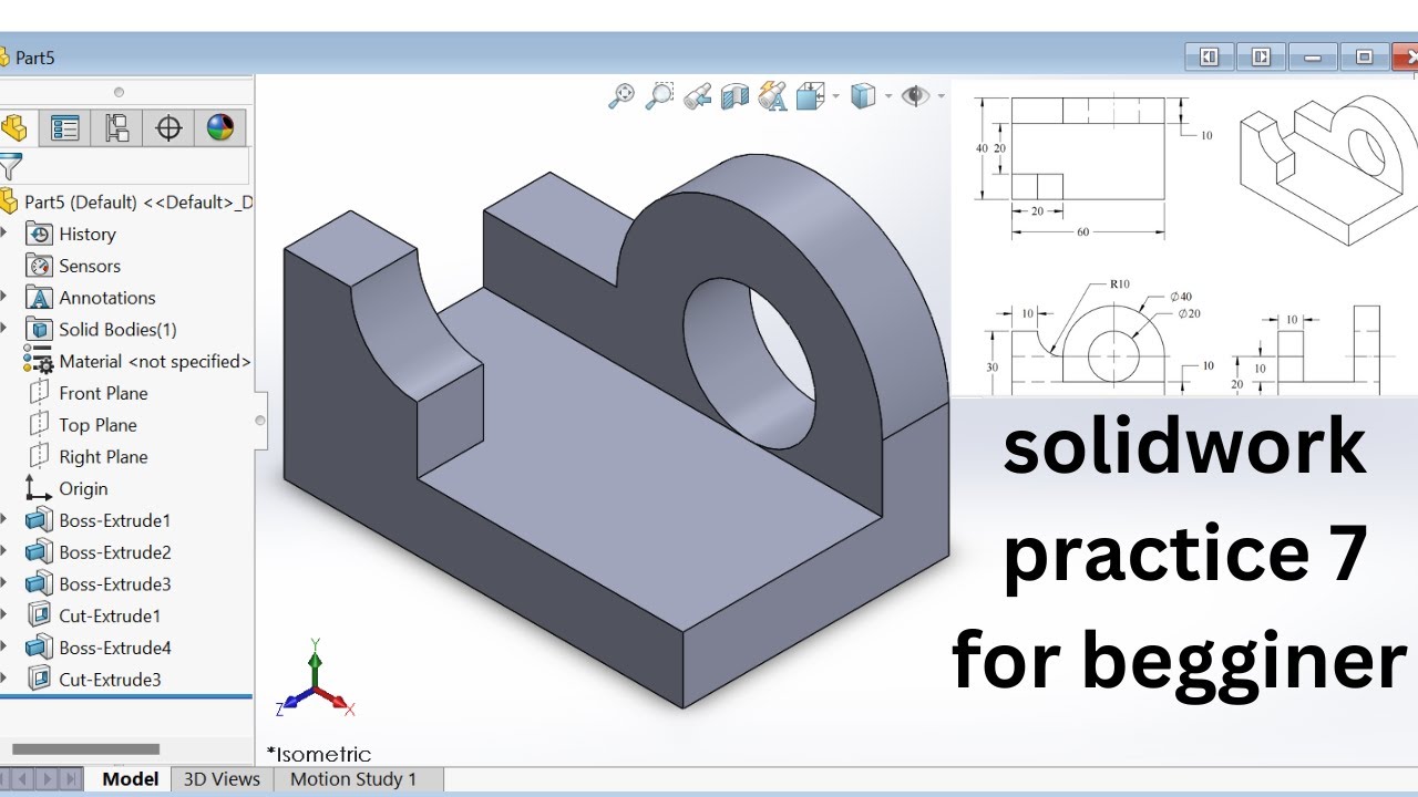 Solidwork exercise for Beginers 7 | Solidworks basics tutorials |
