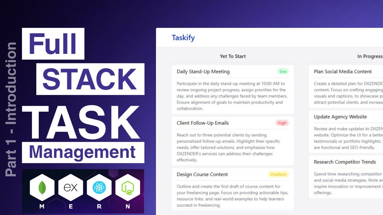 Build Full Stack Task Management Application - Taskify | React, Node JS, Express JS, Mongo DB