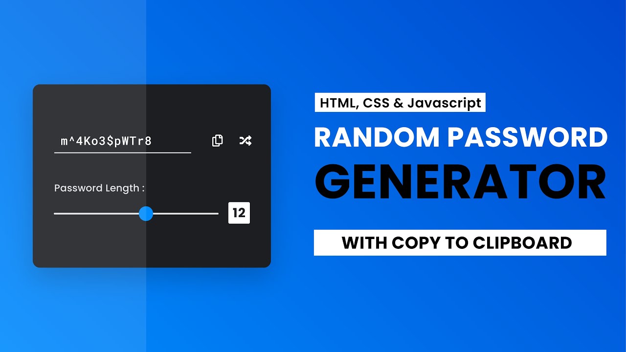 Random Password Generator Javascript | With Copy To Clipboard