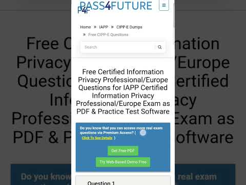 IAPP CIPP-E Exam Questions | IAPP Certification Programs | Pass4future Practice Tests
