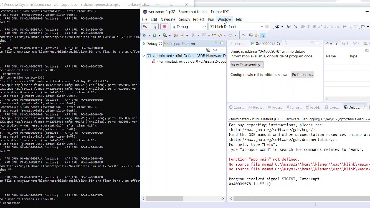 Wrover GDB Hardware Debugging Esp32 with OpenOCD and Eclipse
