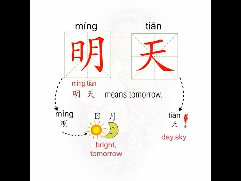 Basic vocabulary:tomorrow with writing&audio—míng tiān明天