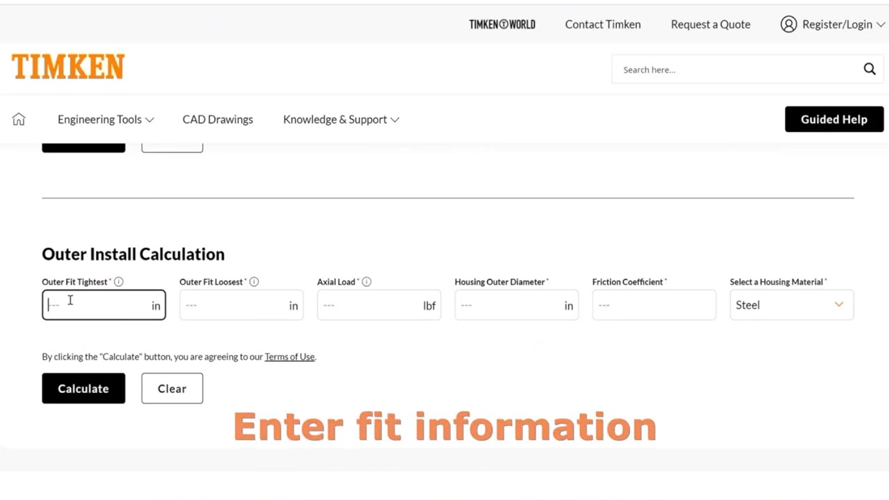 Timken Online Engineering Tools: Bearing Installation Calculation Tool