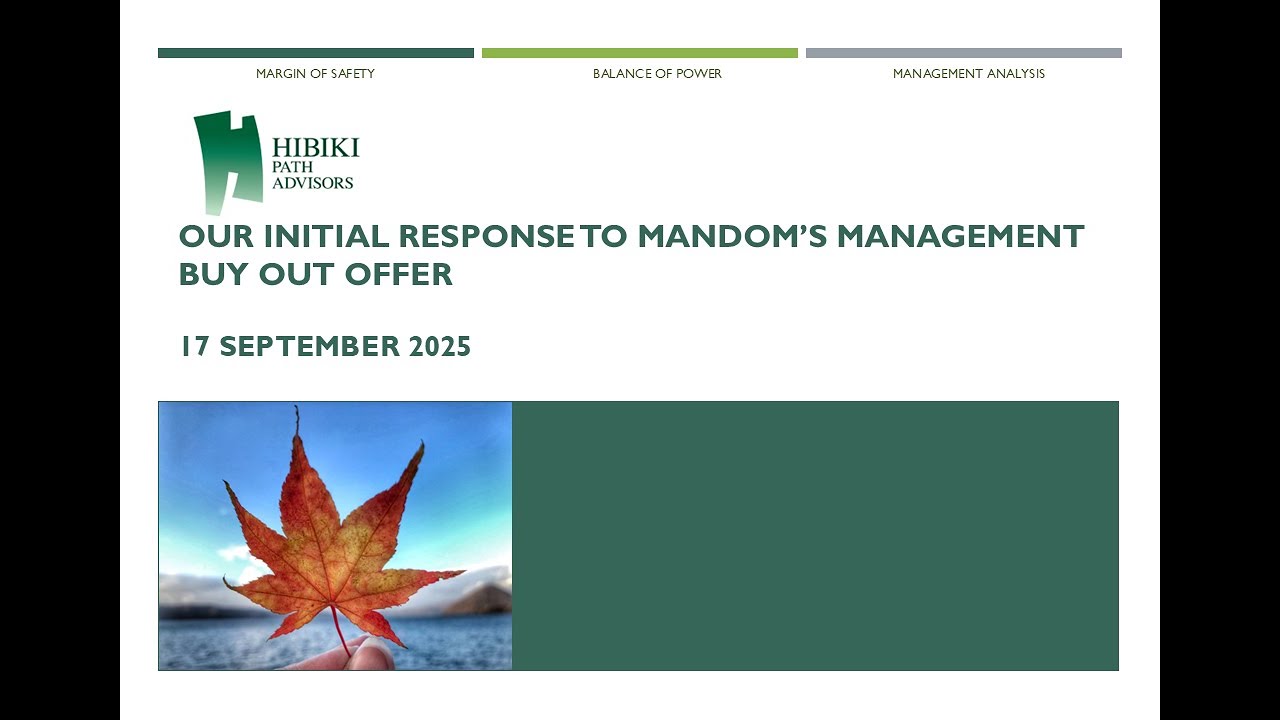 Letter of Inquiry Explanation Video about Mandom Corporation (17/Sep/2025)