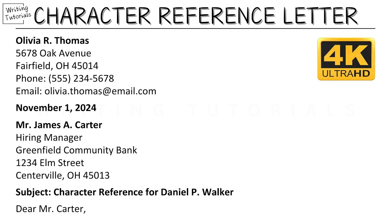 How To Write Character Reference Letter with Sample and Explanation | Writing Tutorials