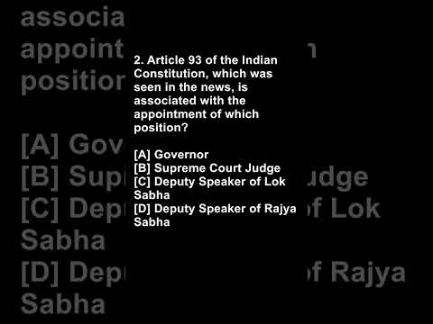 Article 93 of the Indian Constitution | #Current affairs #1 #shorts
