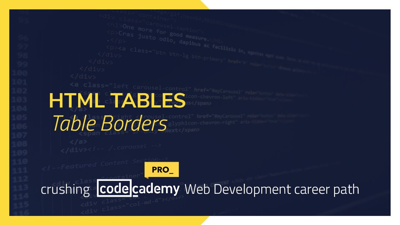 Crushing Codecademy PRO WEB DEVELOPMENT career path Challenge - Table Borders
