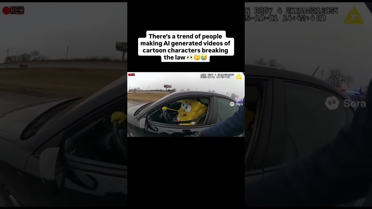 Spongebob runs from the cops 👀🤔 #news #helpmemakethismakesense #ai