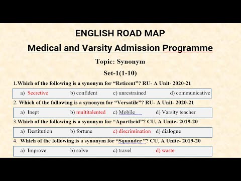 Most Important Synonym For Medical, Varsity Admission And Job English ।। ।। English Roadmap
