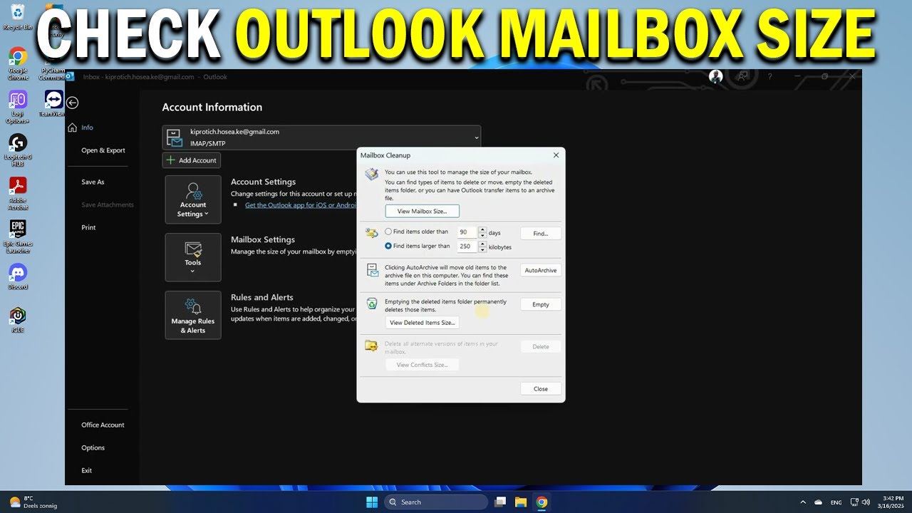 How To Check Outlook Mailbox Size and Limit - Easy Fix