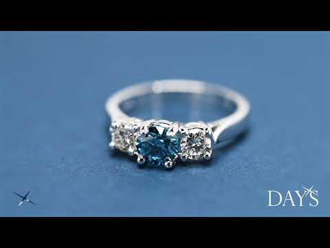 Blue Diamond Three Stone Ring in 14kt White Gold (1 1/10ct tw)