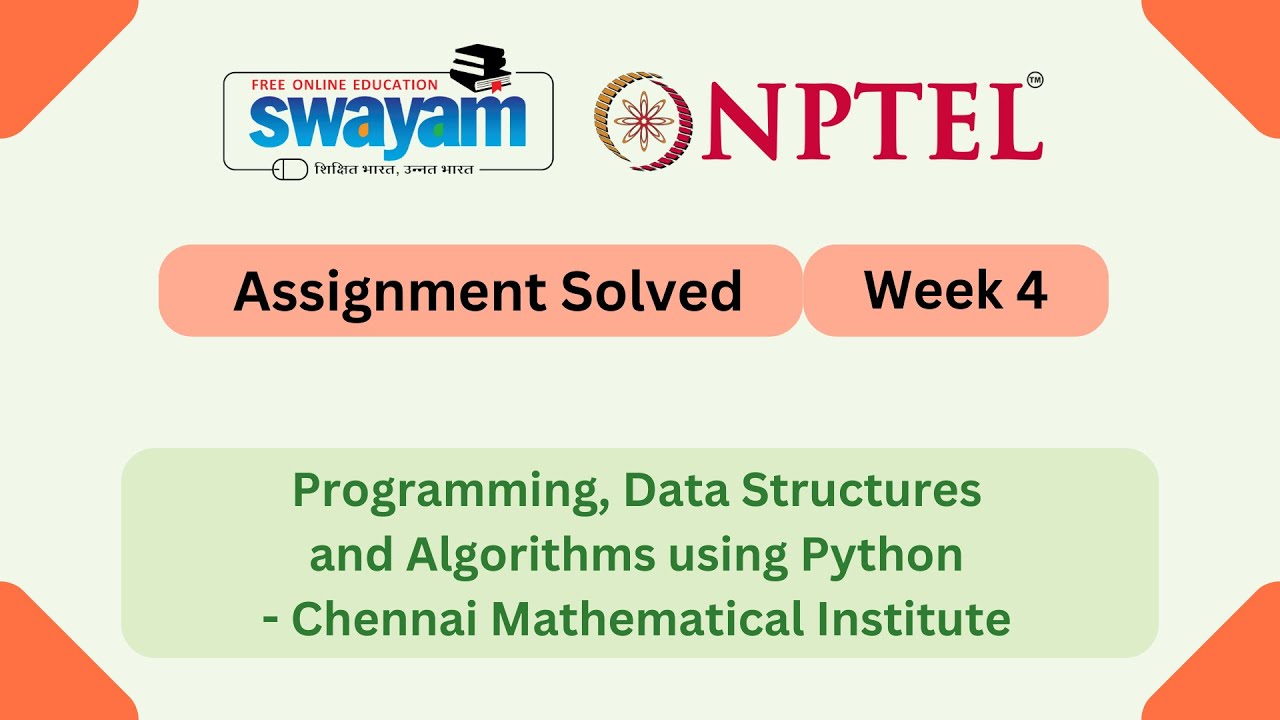 Programming, Data Structures And Algorithms Using Python Week 4 || NPTEL 2025 #nptel #myswayam