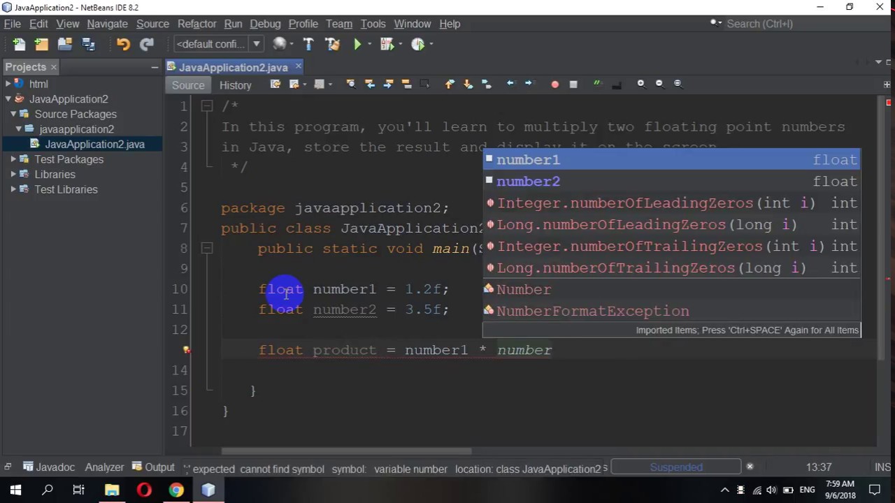Java Program to Multiply two Floating Point Numbers