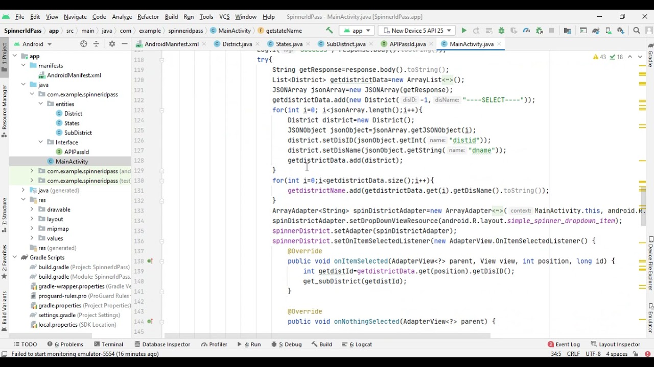 Spinner using Retrofit and pass parameter-Android Studio Final Source Code