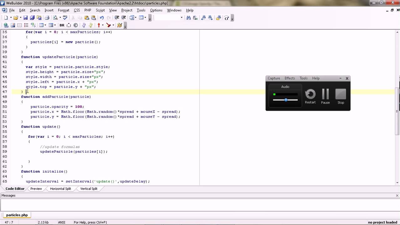 Javascript Particle Effects Tutorial Part 3