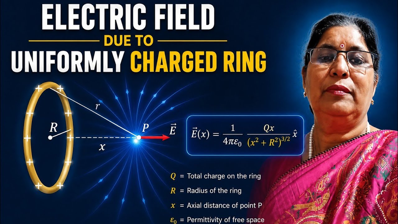 Electric field due to uniformly charged ring. 