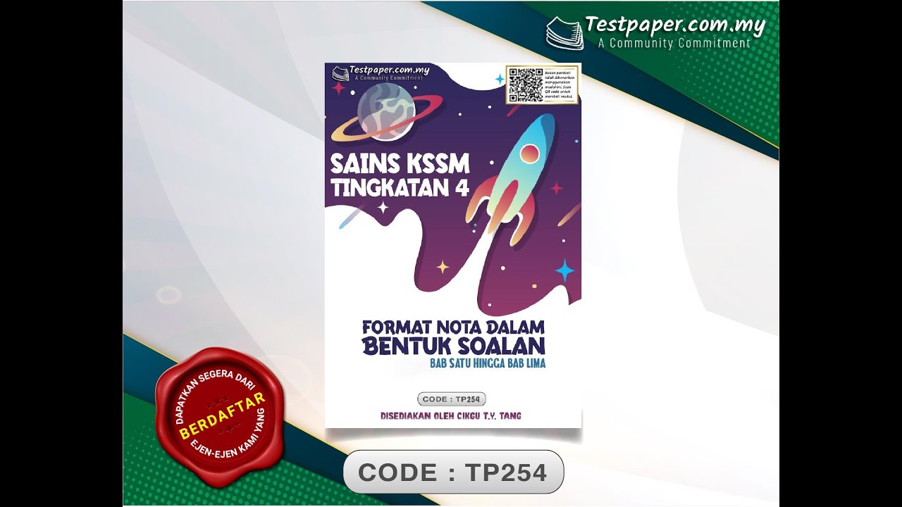 SPM : SAINS KSSM TINGKATAN 4 FORMAT NOTA DALAM BENTUK SOALAN (BAB 1 HINGGA BAB 5)