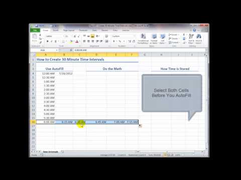 How to Create 30 Minute Time Intervals in Excel