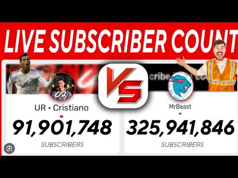 "MrBeast vs Cristiano Ronaldo: Subscriber Count LIVE Comparison!" #live #subscribers #count #beast