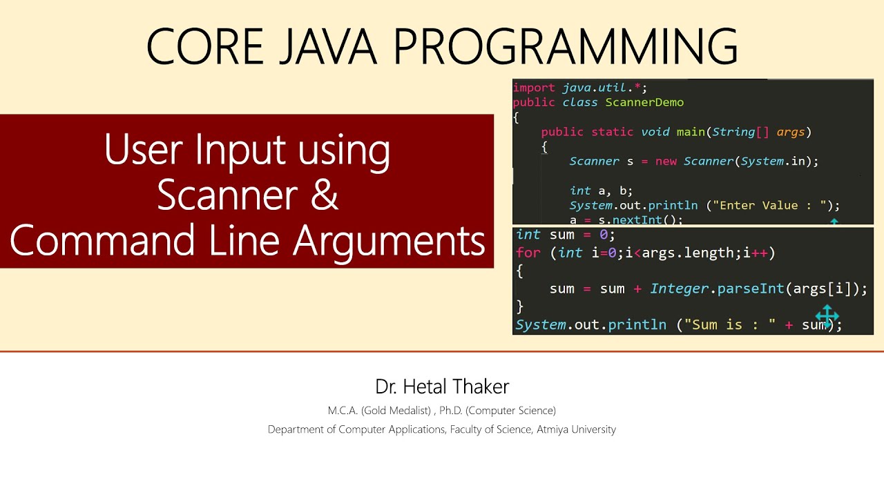 User Input using Scanner and Command Line Arguments