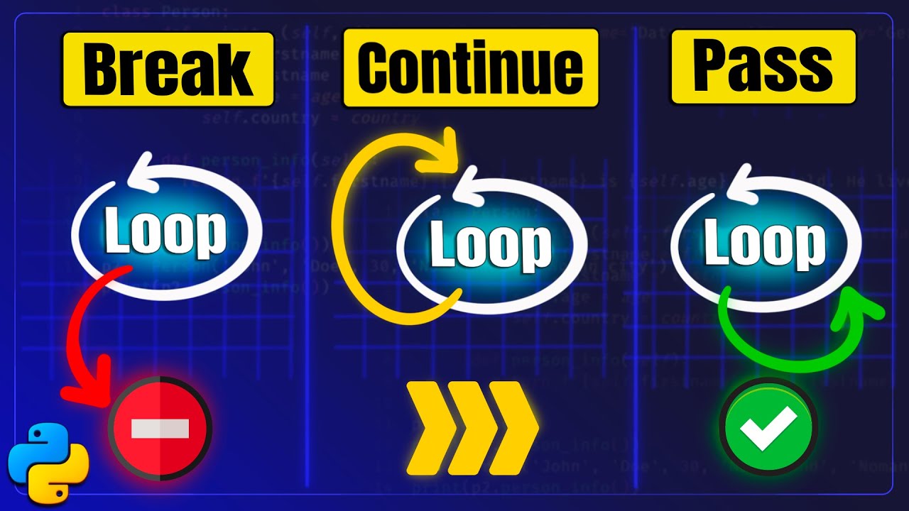 Python Break vs Continue vs Pass (Visually Explained) | Control Statements | #Python Course 18