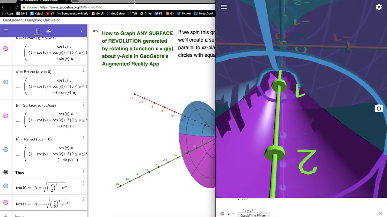 Surface of Revolution Formed by Rotating a Graph about the Y-AXIS in GeoGebra Augmented Reality
