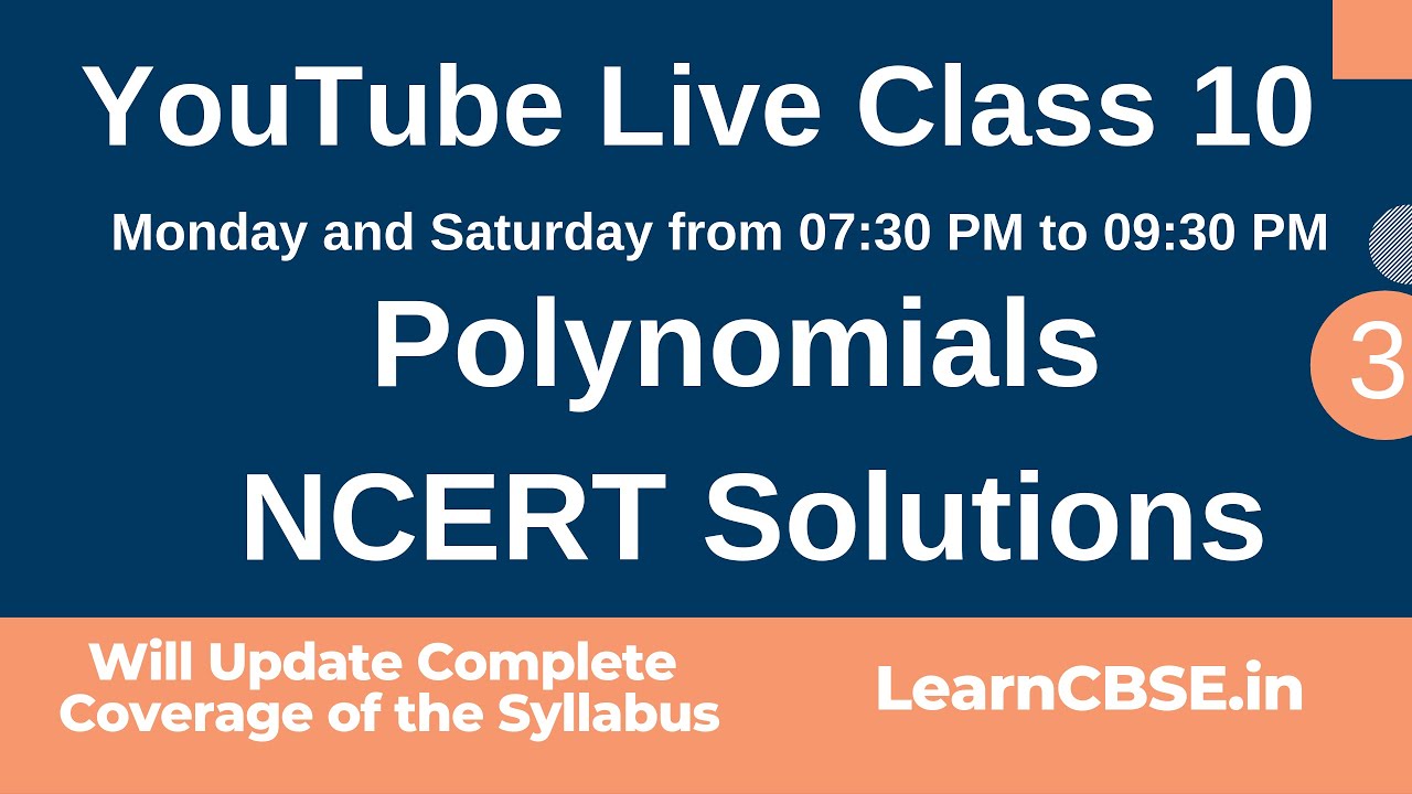 Class 10 Maths Polynomials NCERT Solutions | LearnCBSE.in
